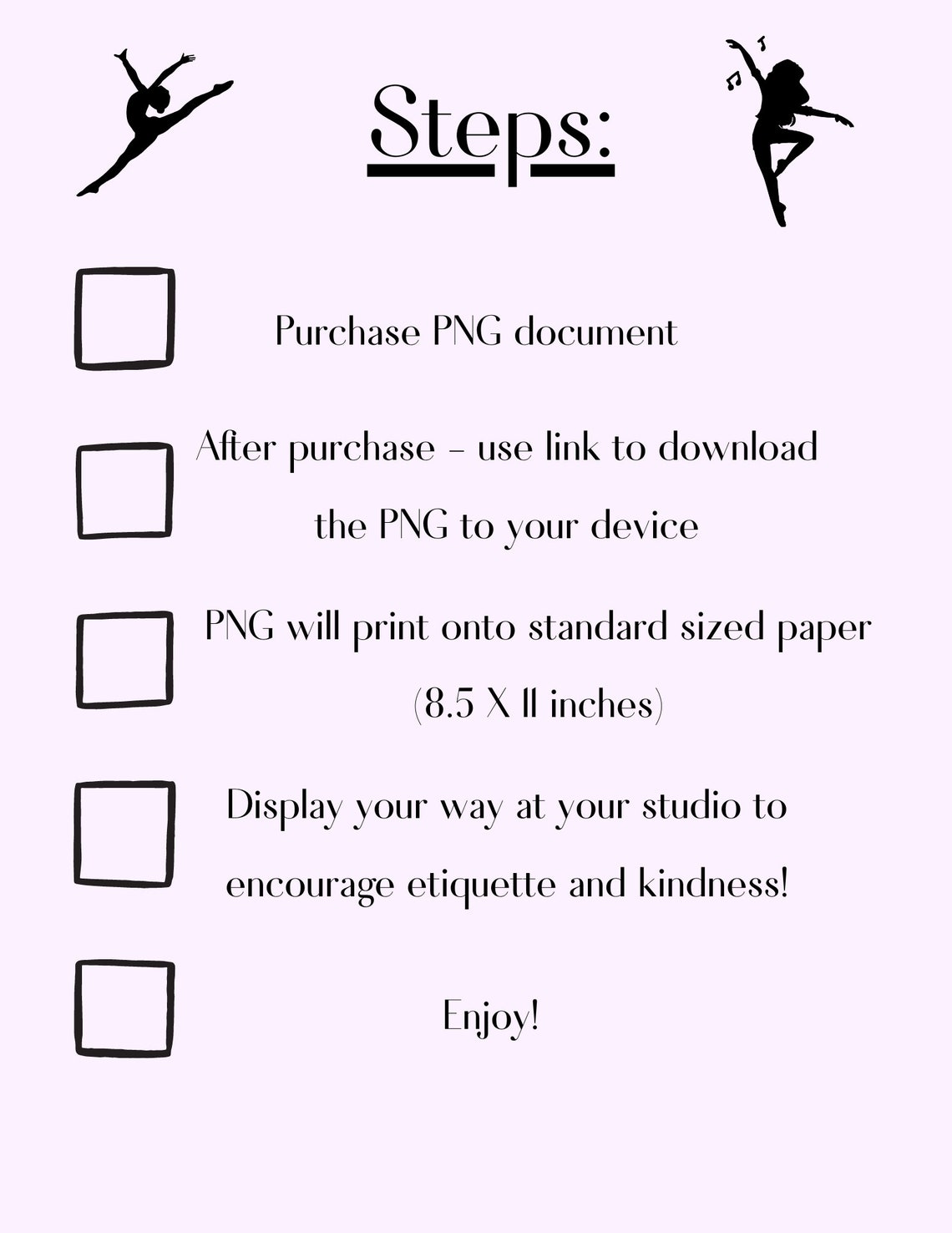 Dance Classroom Rules Printable Page - Etsy