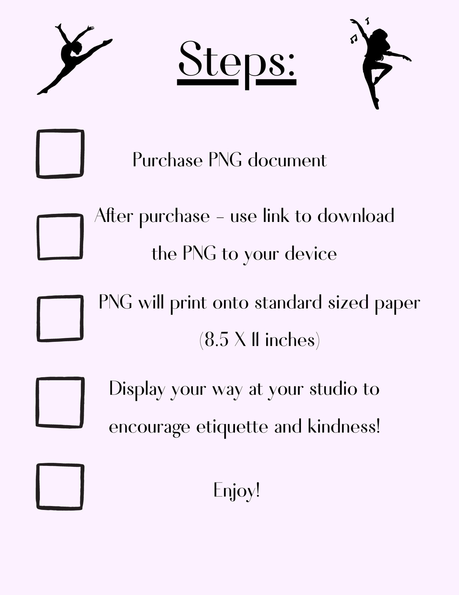 Dance Classroom Rules Printable Page - Etsy