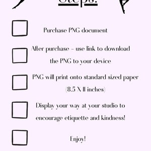 Dance Classroom Rules Printable Page - Etsy