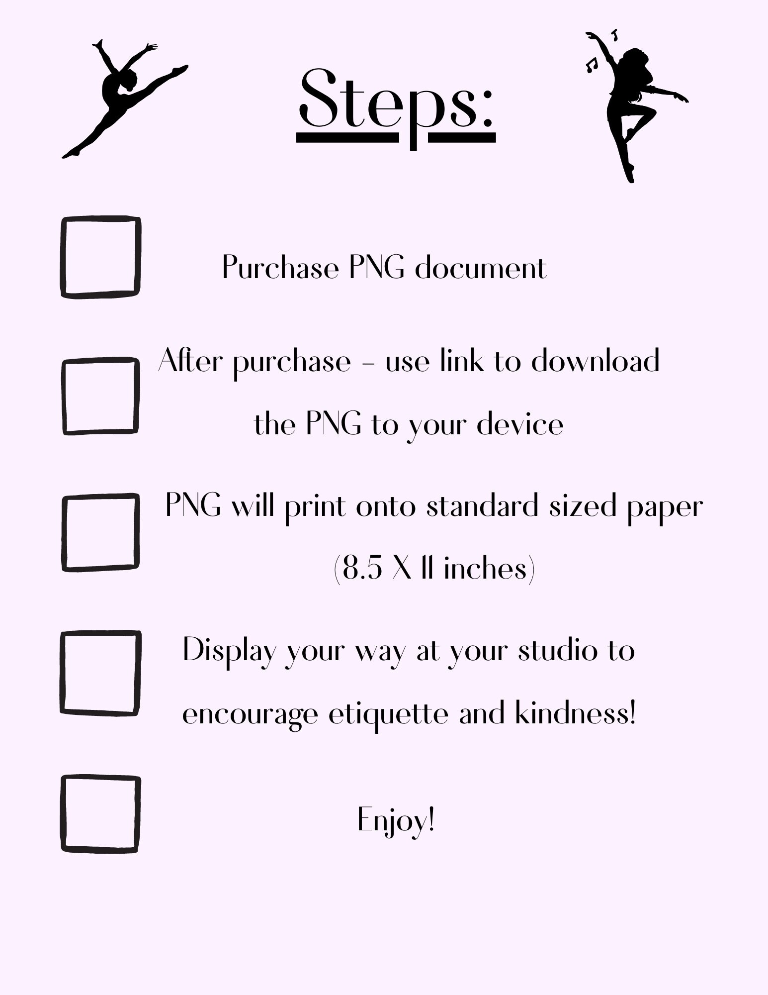 Dance Classroom Rules Printable Page - Etsy