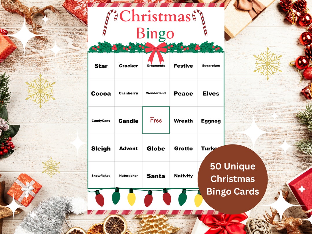 50 Christmas Bingo Cards, Printable Christmas Bingo Game for Kids ...