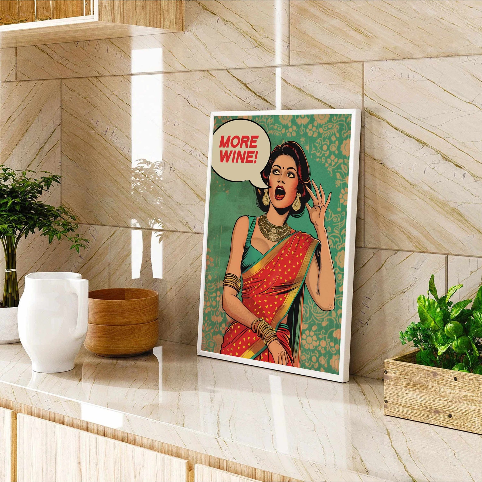 Indian Pop Art Print: Saree Woman, More Wine (digital Download) - Etsy