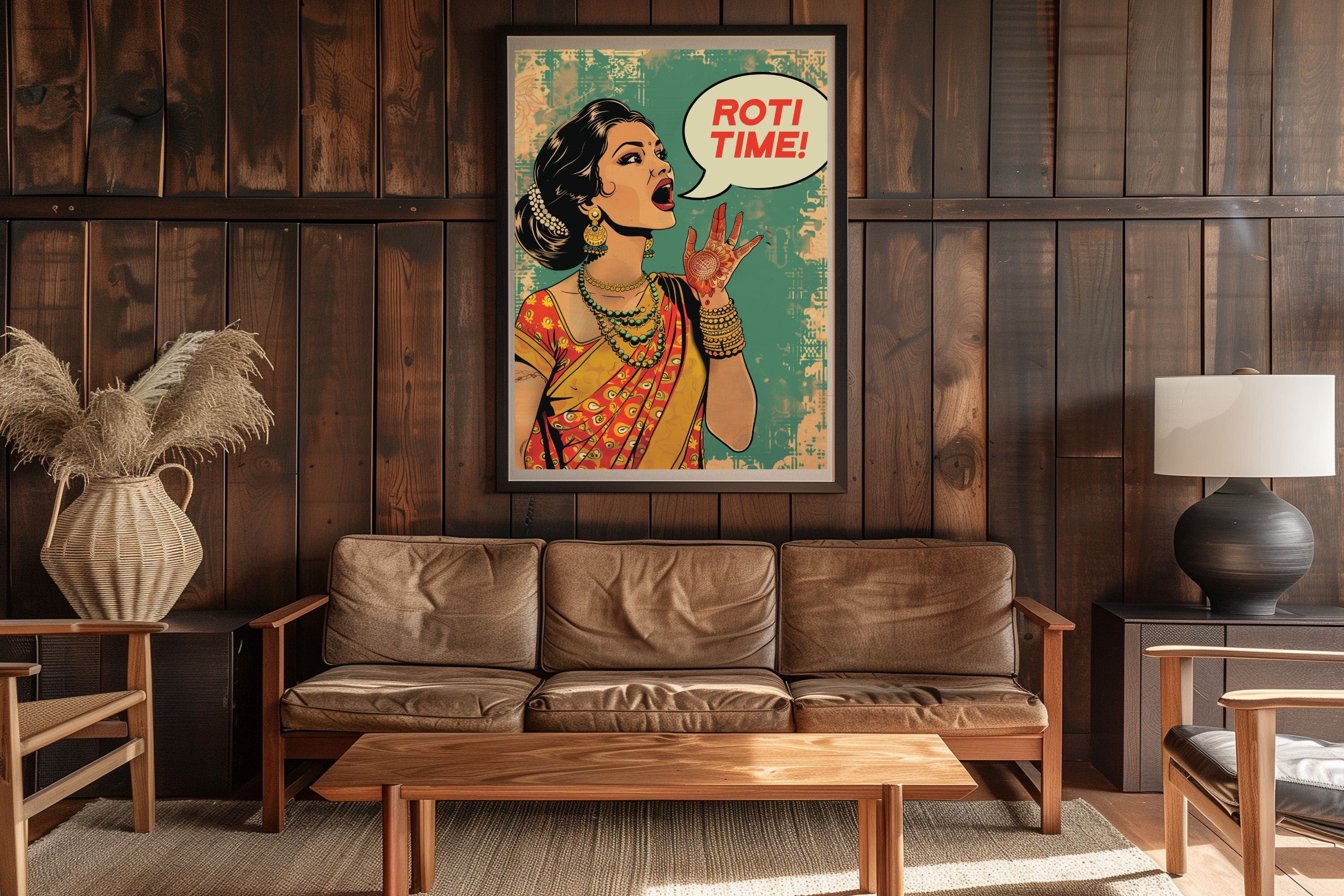 Indian Pop Art, Digital Download, Roti Poster, Kitchen Pop Art, Woman ...