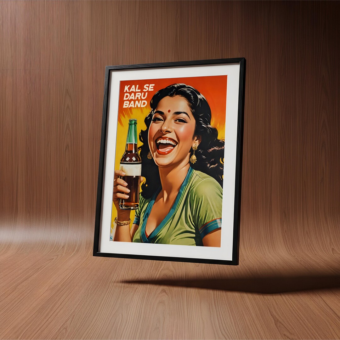 Indian Art Poster: Kal Se Daru Band, Modern Desi Woman Print (digital ...