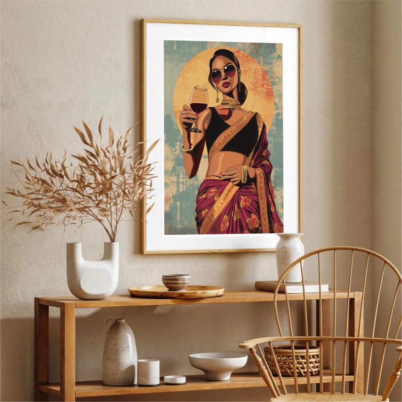 Indian Art, Digital Download, Pop Art, Woman Wine, Punjabi, Gujarati ...