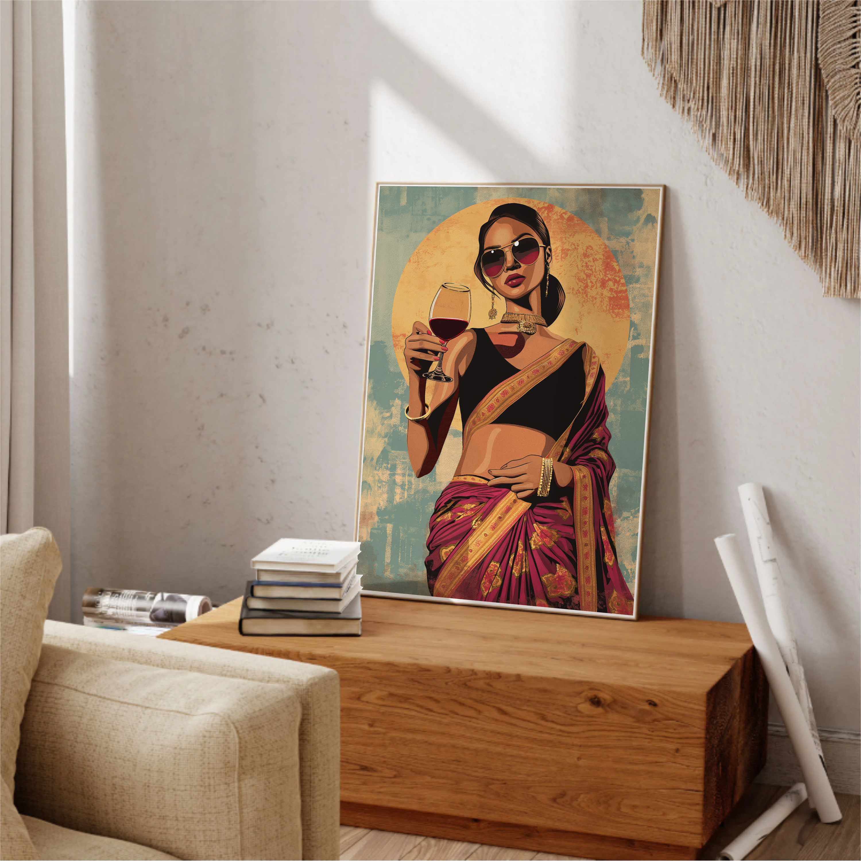 Indian Art, Digital Download, Pop Art, Woman Wine, Punjabi, Gujarati ...