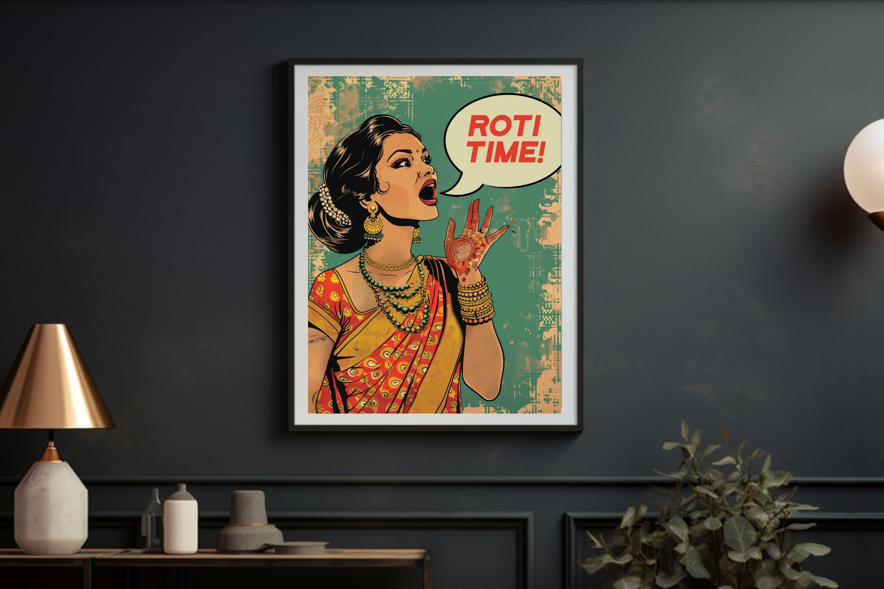 Indian Pop Art, Digital Download, Roti Poster, Kitchen Pop Art, Woman ...