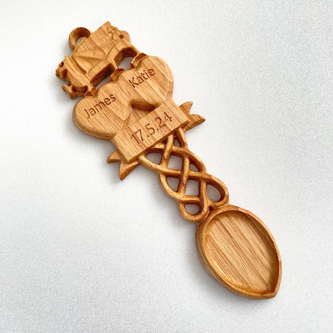 Welsh Dragon Love Spoon Wooden Lovespoon Engraved - Wedding Love Spoon ...