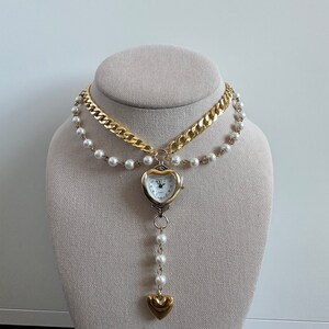 Watch Choker Necklace With Heart Charm - Etsy