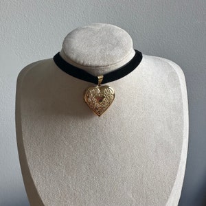 Velvet Ribbon Heart Locket Choker - Etsy
