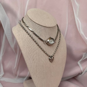 Set of Two Necklaces: Watch Choker and Heart Dainty Necklace - Etsy