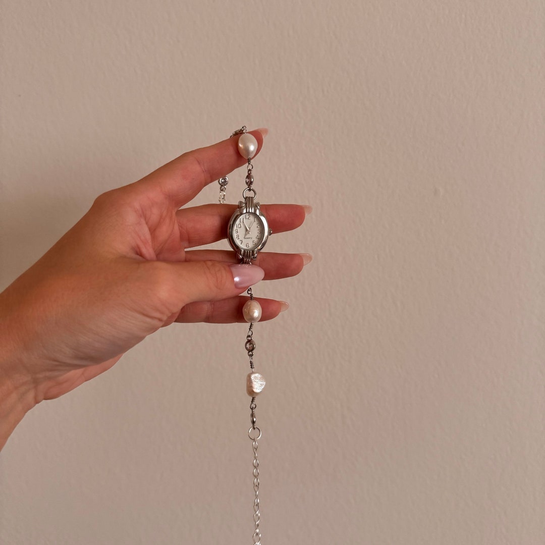 Handmade Pearl Watch Bracelet – Elegant & Unique Jewelry for Women - Etsy