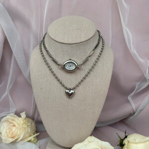 Set of Two Necklaces: Watch Choker and Heart Dainty Necklace - Etsy
