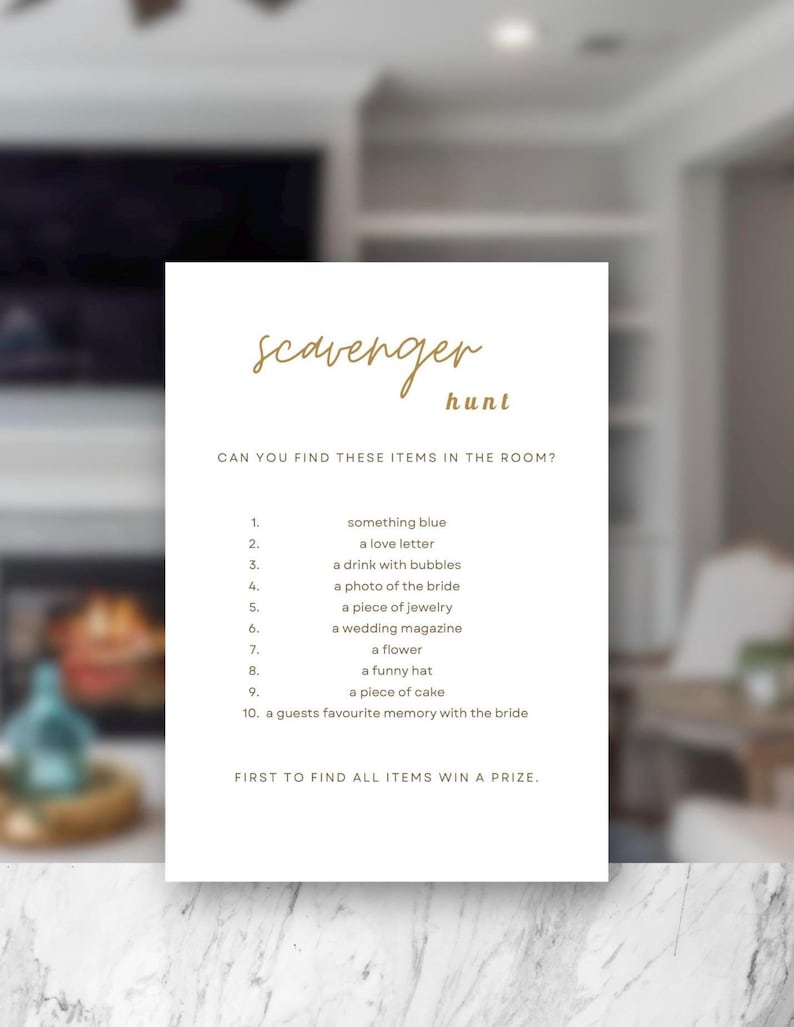 Scavenger Hunt Template Bridal Shower, Pearls and Prosecco, Editable ...