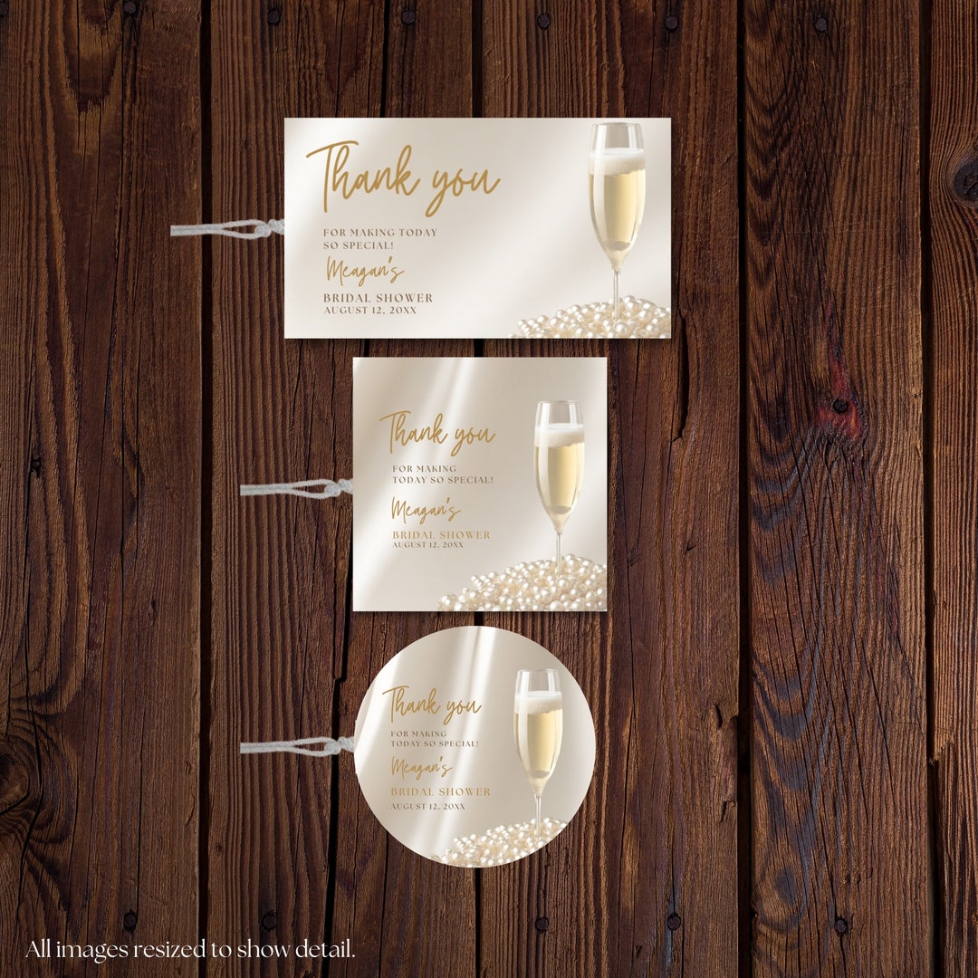 Pearls and Prosecco Thank You Tag, Bridal Shower Tags, Prosecco Party ...