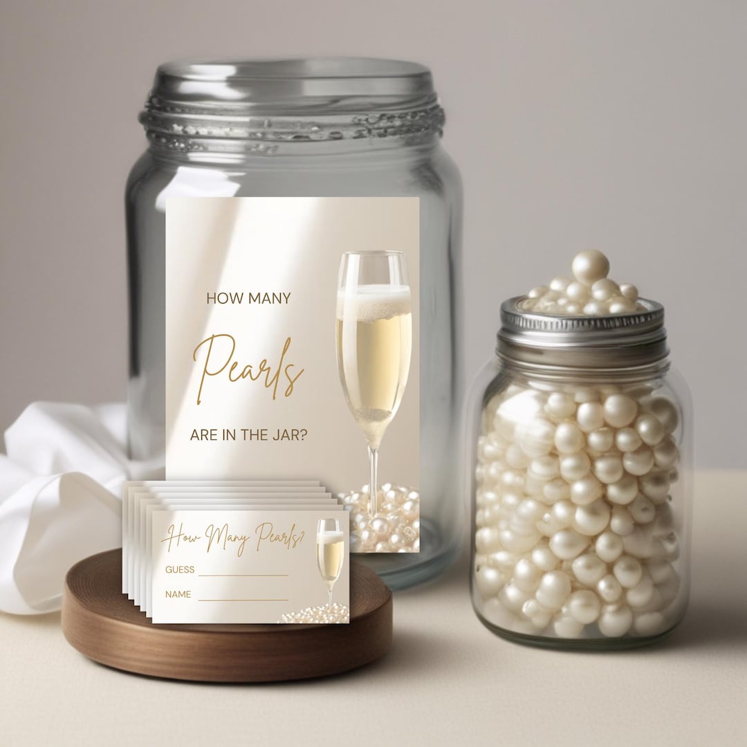 Pearls Bridal Shower Game: Guess How Many, Elegant Printable (digital ...