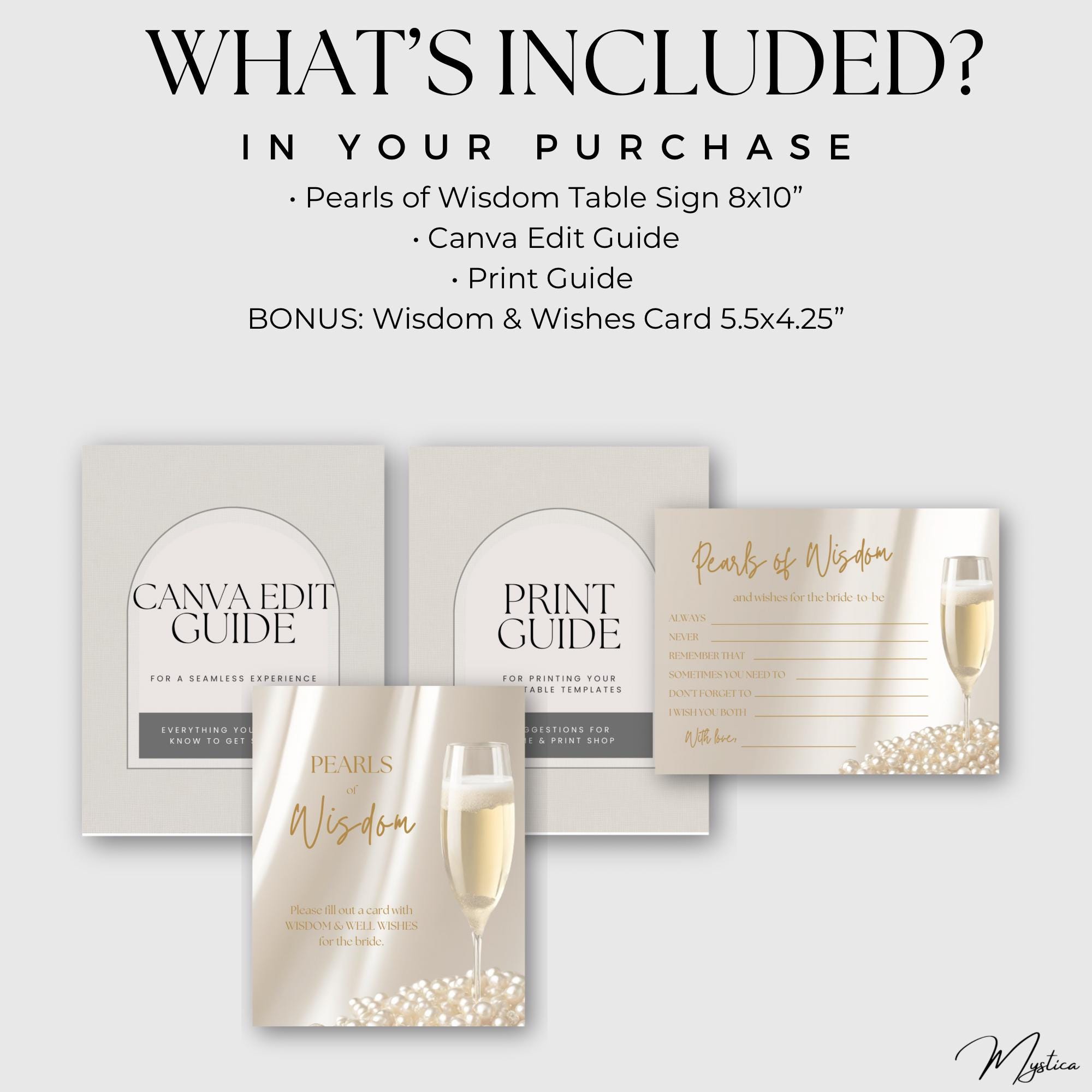 Pearls of Wisdom Sign and Cards: Bridal Shower Advice (digital Download ...