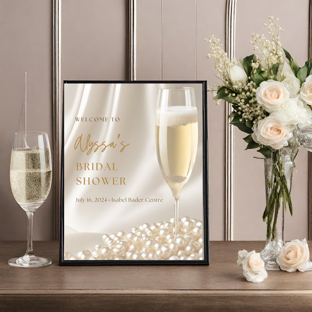 Pearls Prosecco Bridal Shower Sign, Prosecco and Pearls Decor, Bridal ...