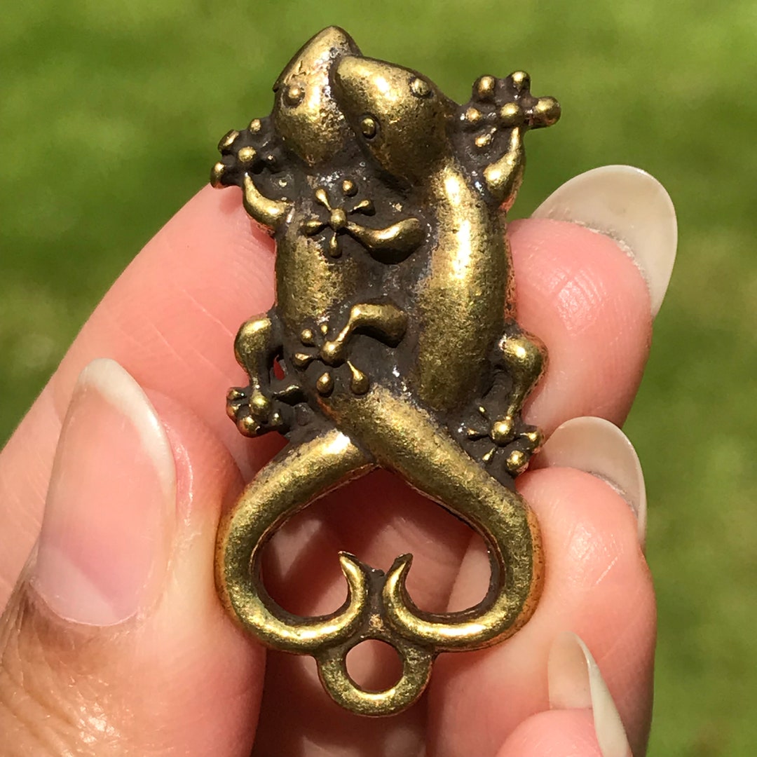 2 Lizards Old Rare Thai Temple Amulet Buddha Thailand Charm Luck ...