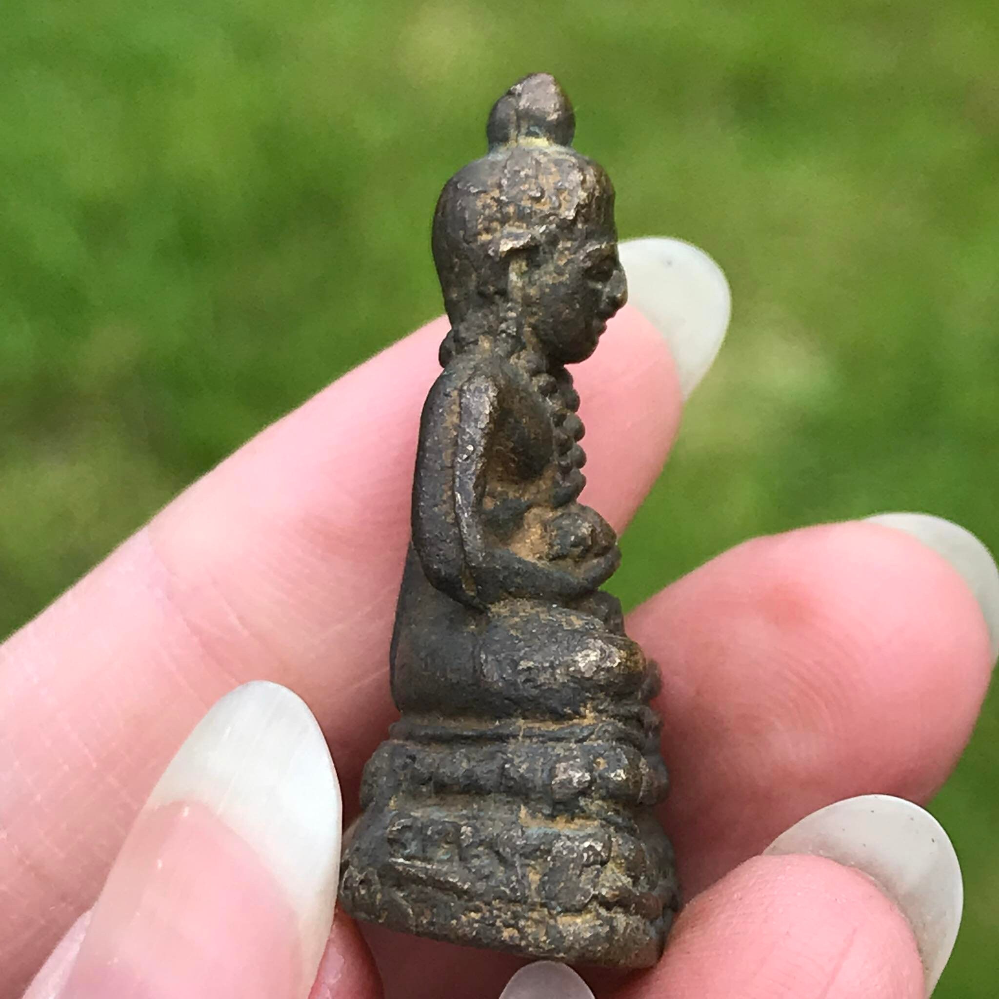 Old Rare Thai Temple Amulet Buddha Thailand Charm Luck Pendant Brass ...