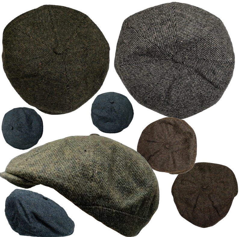 Peaky Blinders Newsboy Hat Gatsby Cap Flat Tweed Herringbone Mens 8 ...