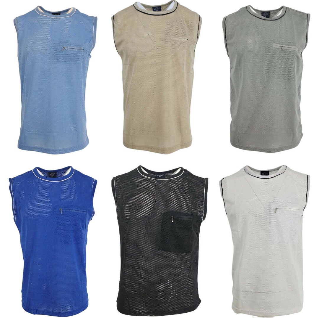Mens Mesh Fishnet Vest Top Combat See Through Tank Men Military Fashion ...