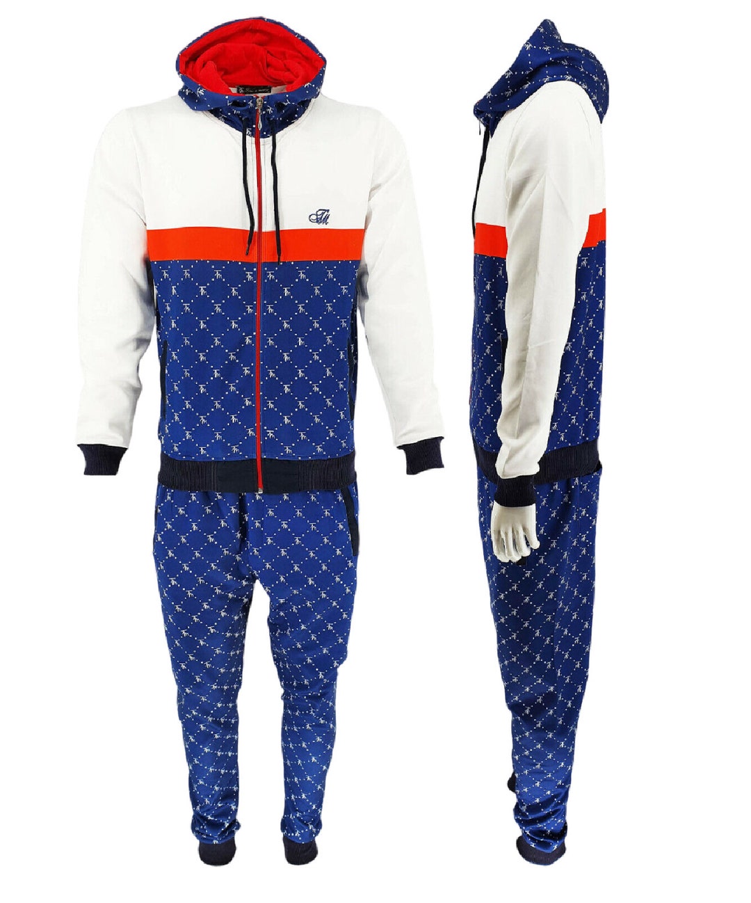 Mens Tracksuit Zip up Hoodie Joggers Sets Time is Money Sweatshirts ...