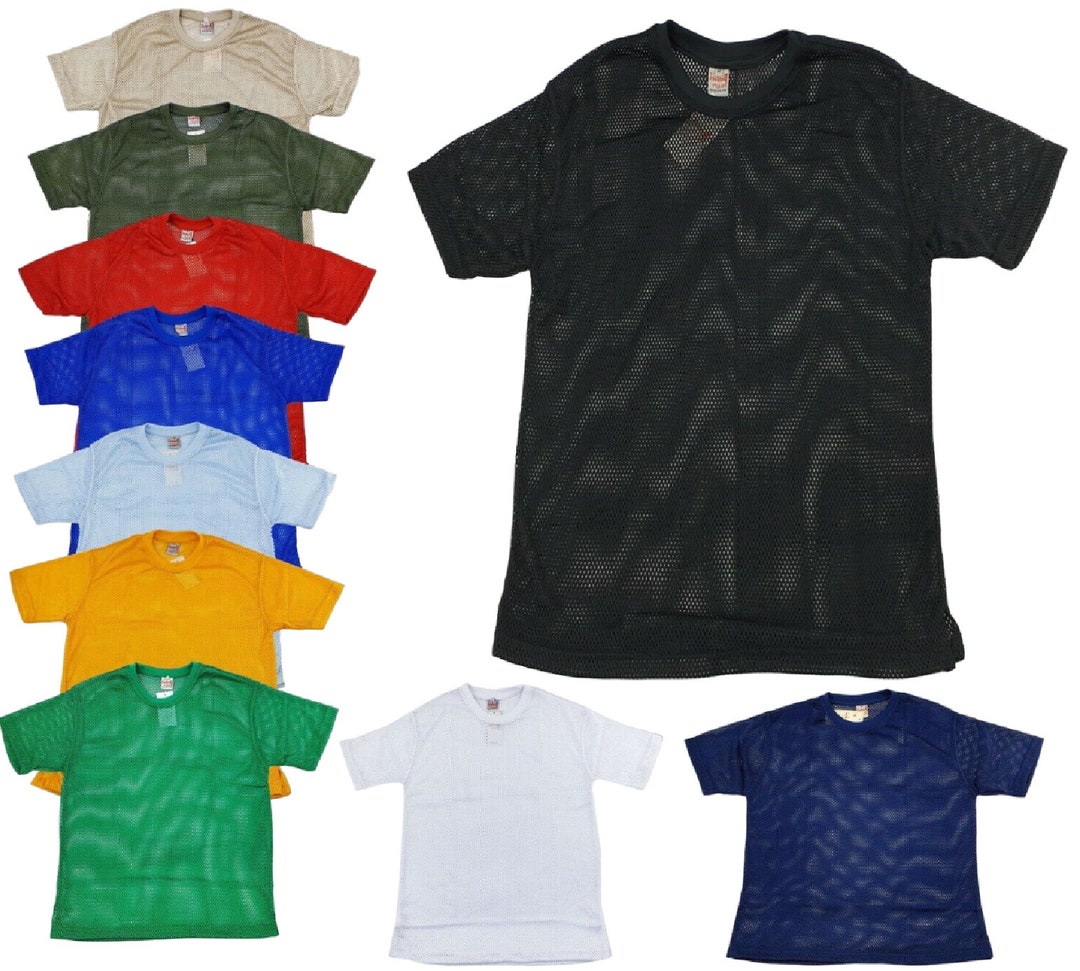Mens Mesh Fishnet String Shirt Top Short Sleeve Oversized T-shirt Loose ...