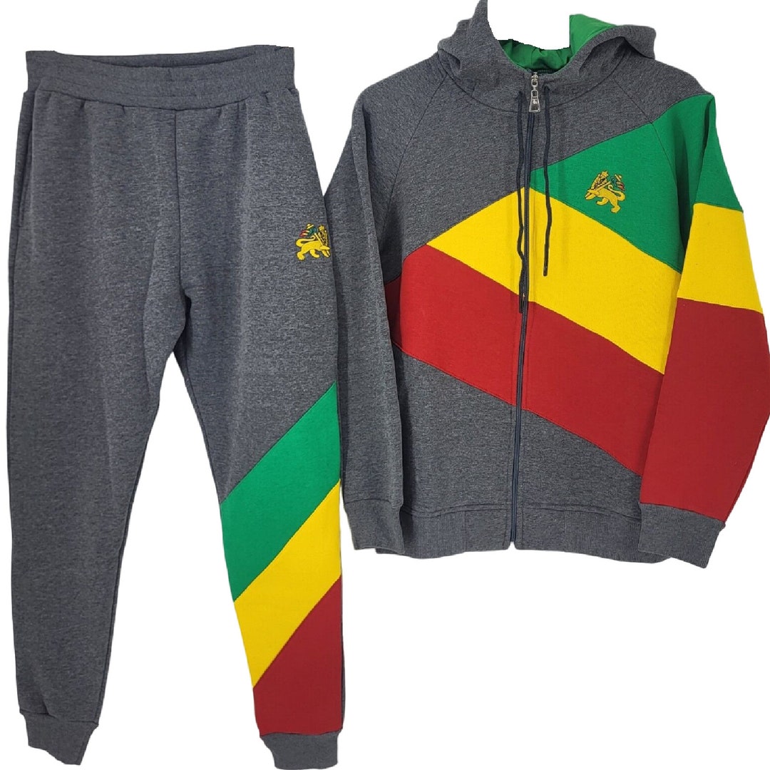 Mens Tracksuit Rasta Multicolor Sweatshirts Sweatpants Athletic Hoodie ...
