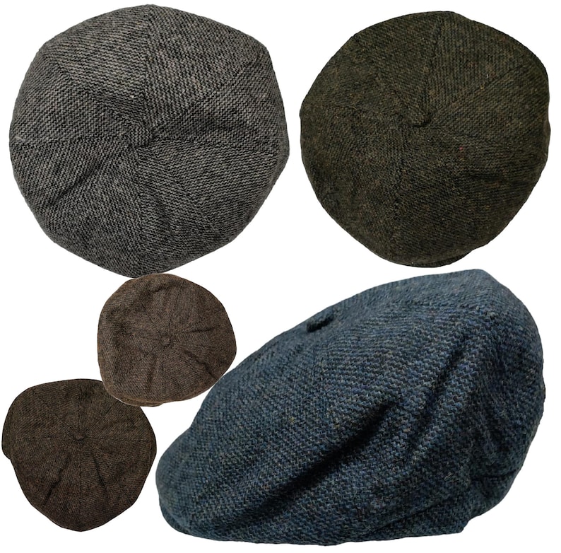 Peaky Blinders Newsboy Hat Gatsby Cap Flat Tweed Herringbone Mens 8 ...
