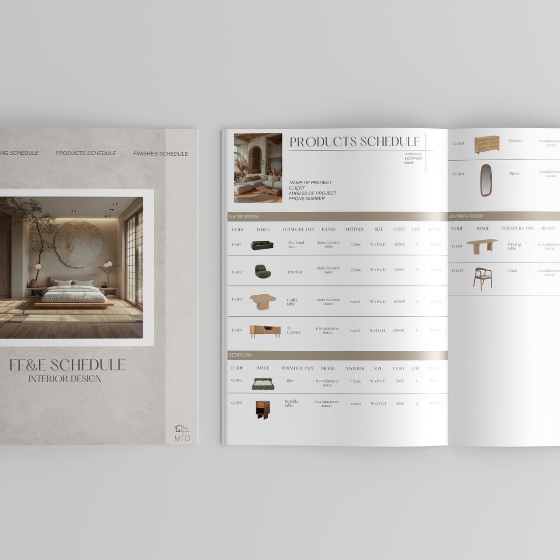 Interior Design FF&E Schedule Template, Furniture, Finishes and Project ...