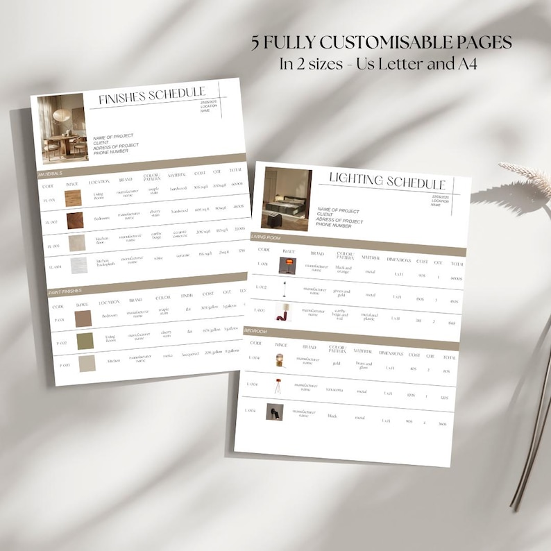 Interior Design FF&E Schedule Template, Furniture, Finishes and Project ...