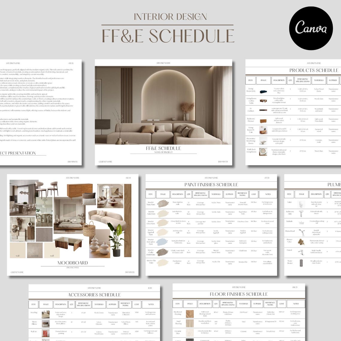 FF&E Schedule Interior Design Furniture, Fixtures and Finishes Schedule ...