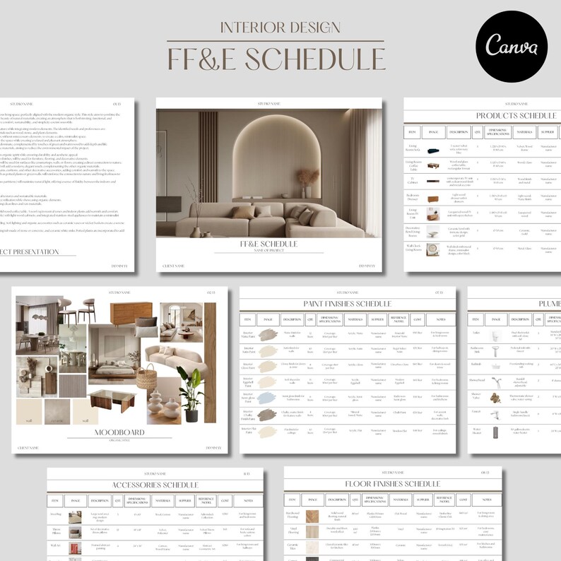 FF&E Schedule Interior Design Furniture, Fixtures and Finishes Schedule ...