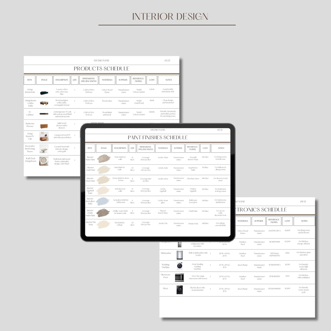 FF&E Schedule, Interior Design Furniture, Fixtures and Finishes ...