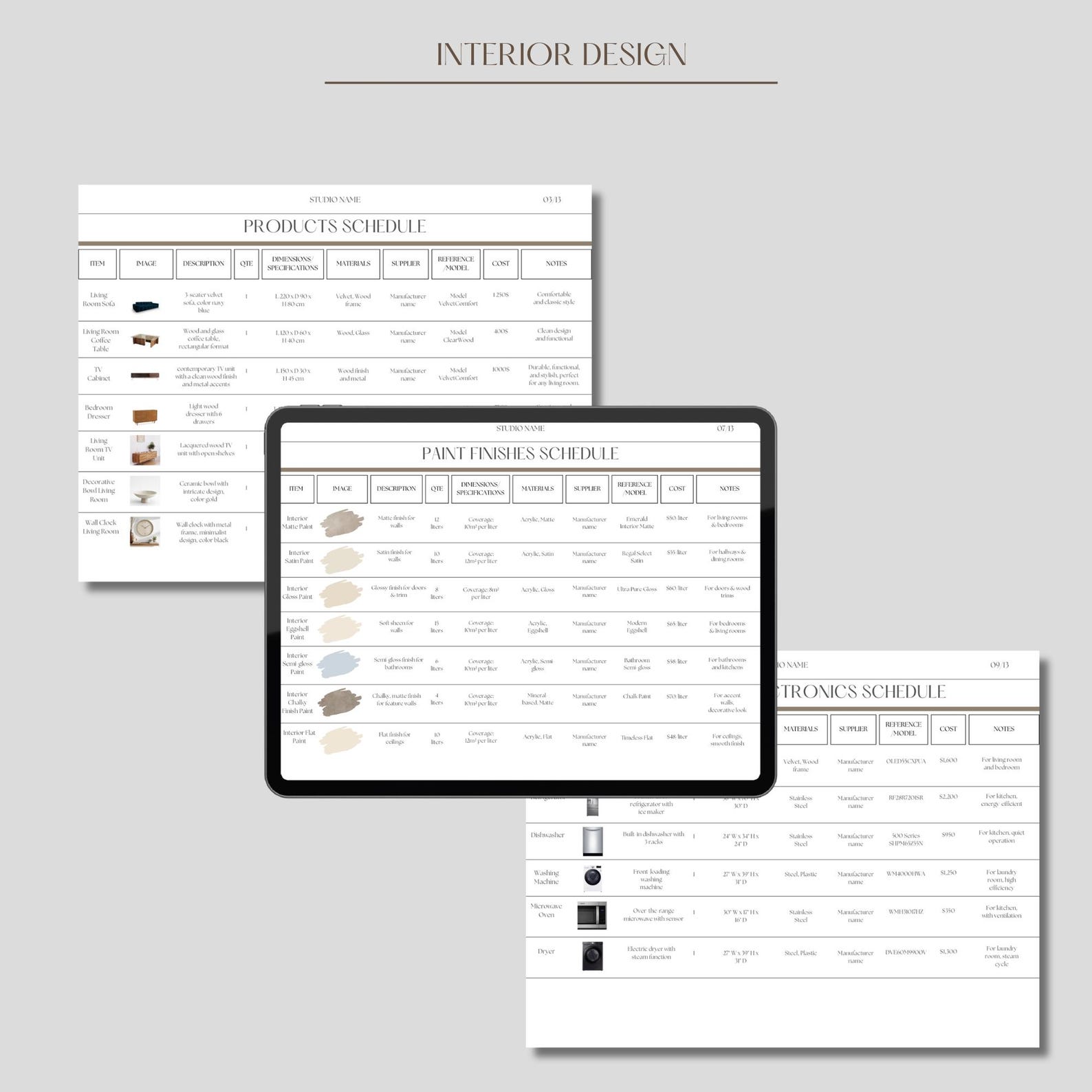 FF&E Schedule, Interior Design Furniture, Fixtures and Finishes ...