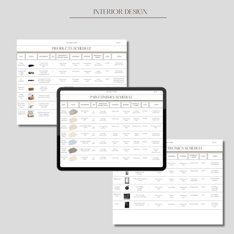 FF&E Schedule, Interior Design Furniture, Fixtures and Finishes ...