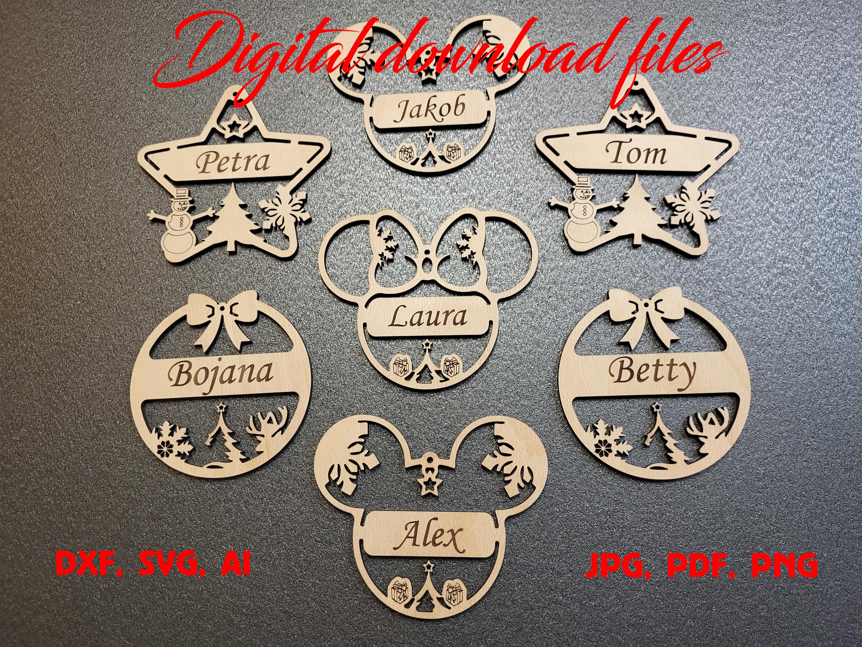 Personalized Christmas Ornament SVG, Editable Text Name, Dxf Download ...