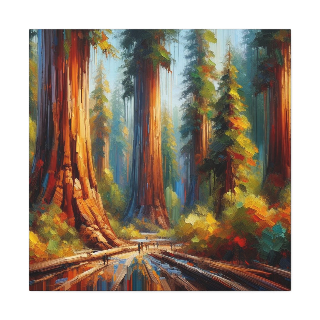 California Redwood Trees Digital Remastered Oil Painting Redwood Forest ...