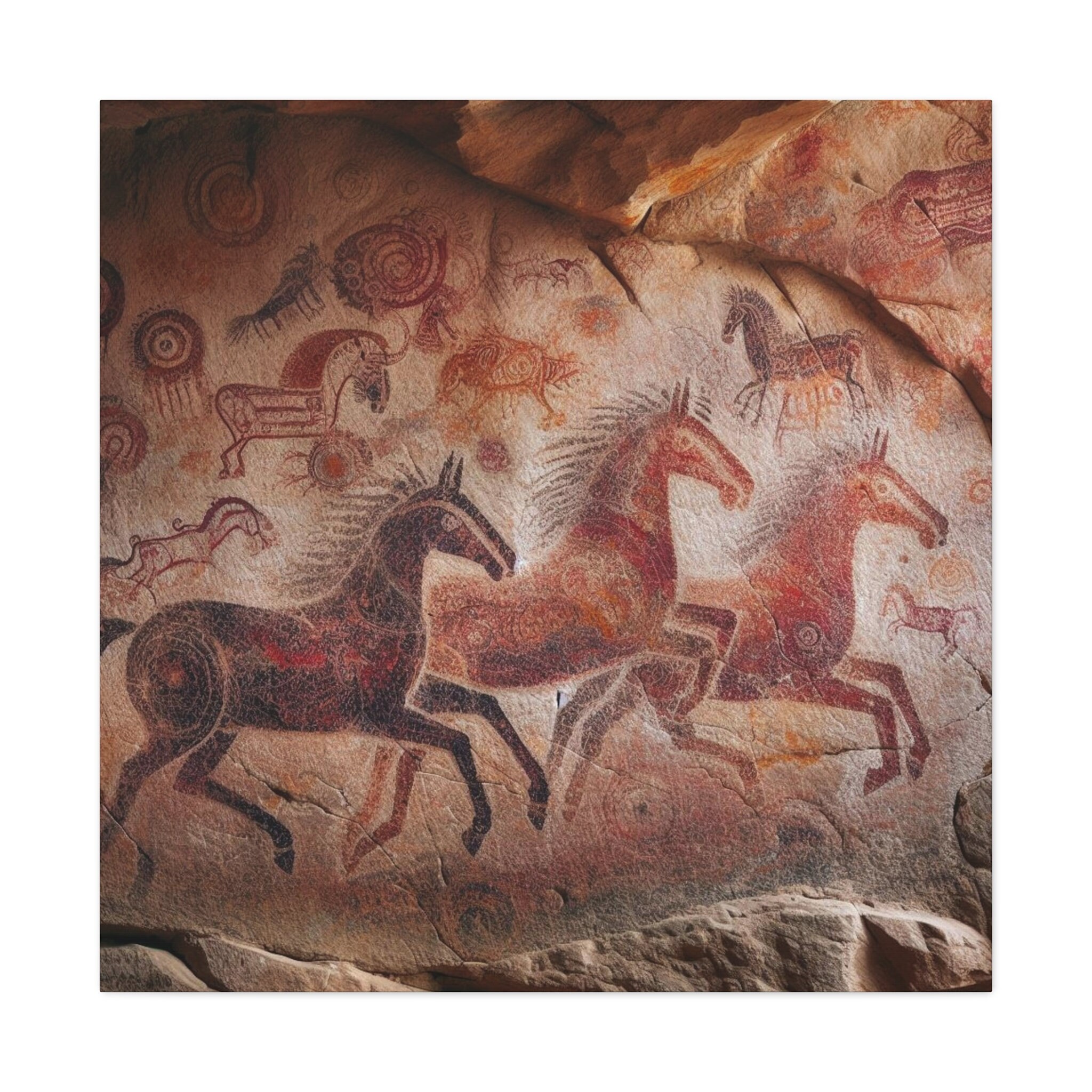 Digital Petroglyph Horses Drawing Petroglyph Digital Wall Art Canvas ...