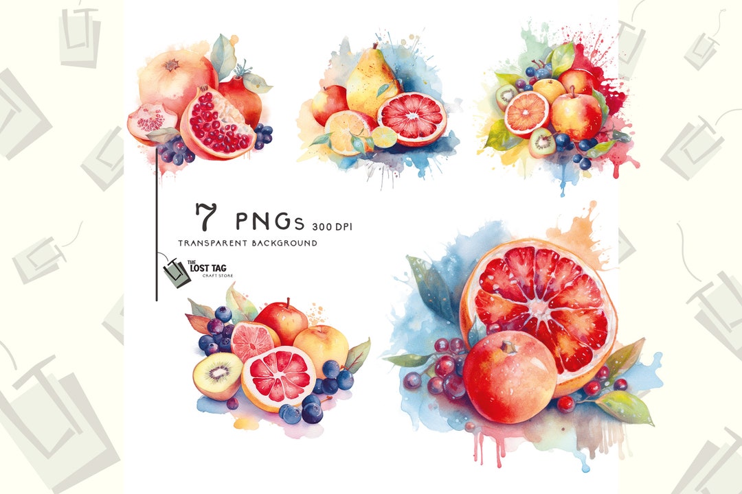 Watercolor Fruits Clipart Bundle Png Sublimation Tropical - Etsy UK