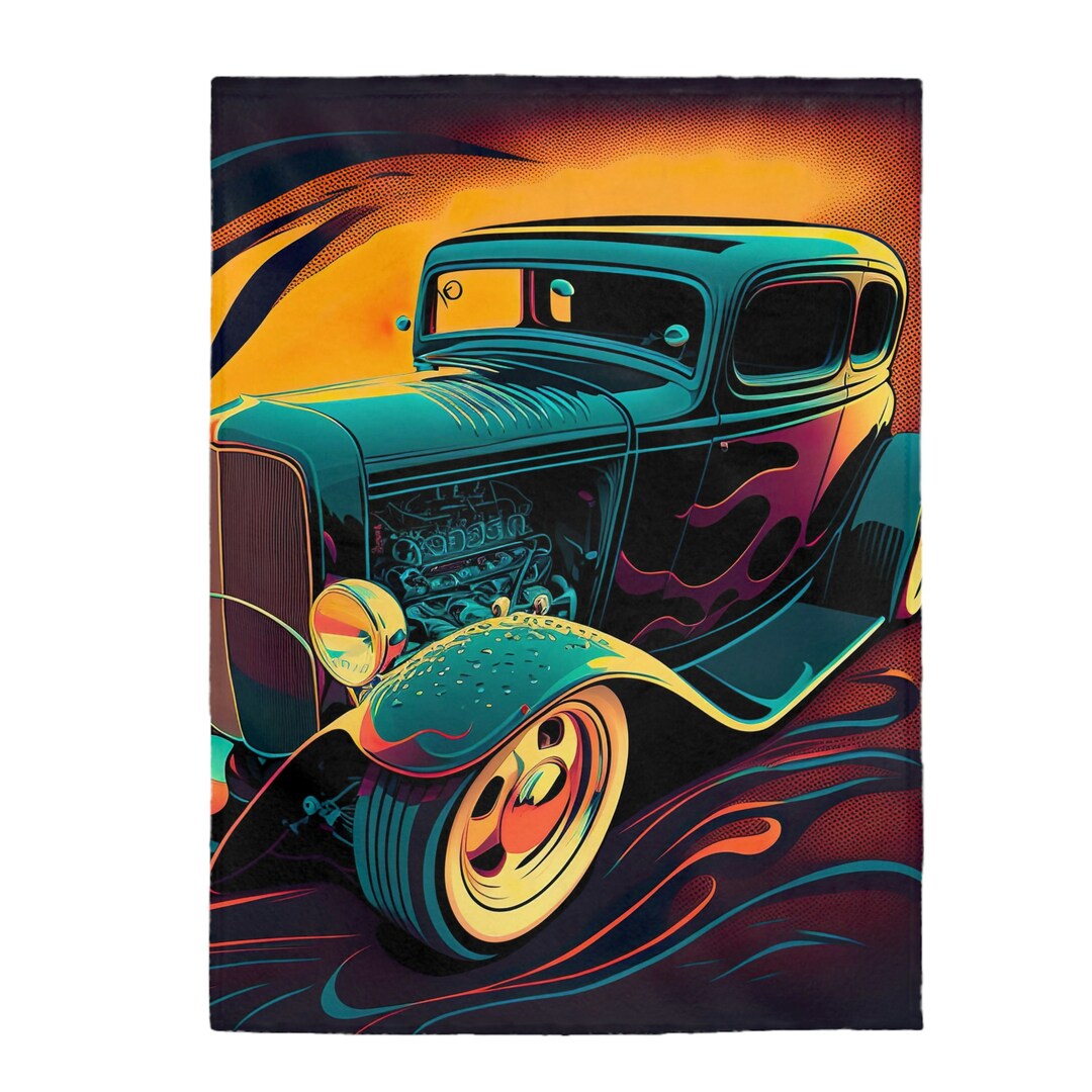 Rockabilly Hot Rod Plush Blanket Fuzzy Blanket for Boys - Etsy