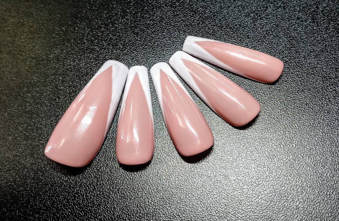 French V- Cut Nails - Etsy