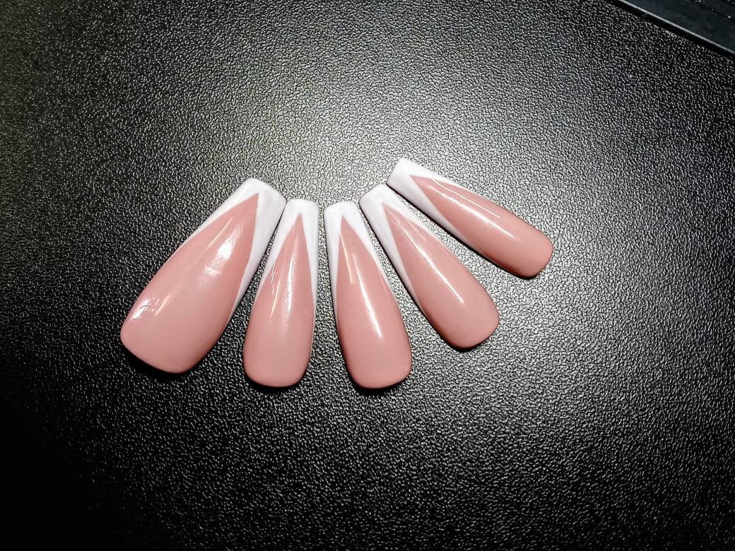 French V- Cut Nails - Etsy