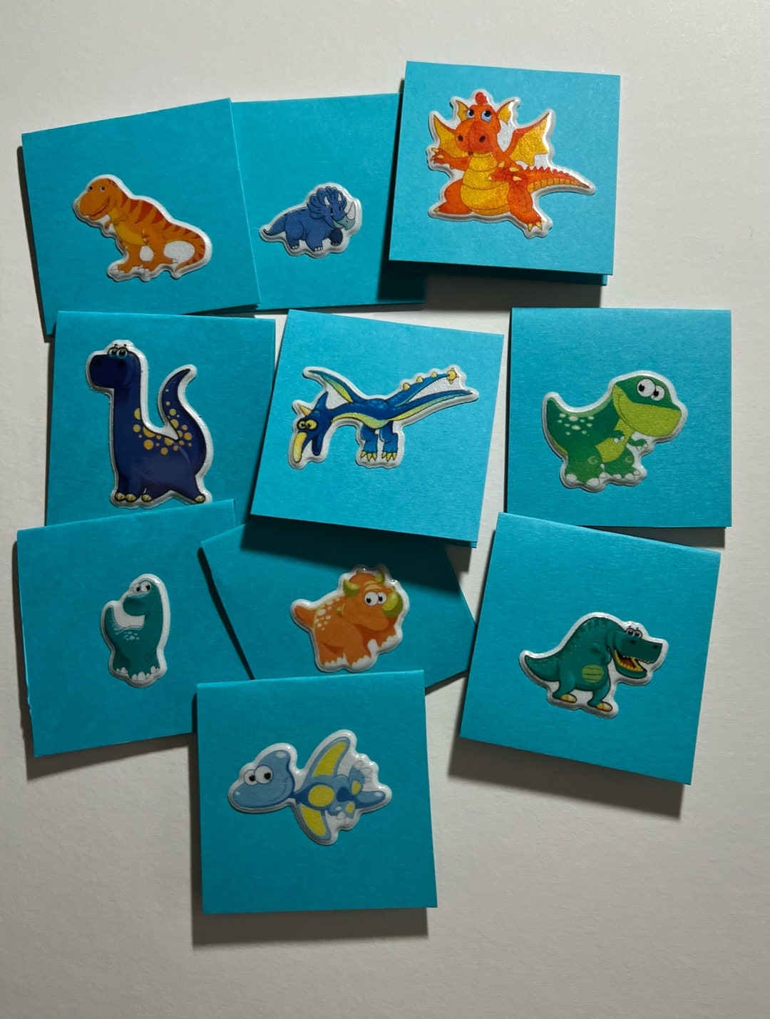 Mini Notes. Tiny, Small Dinosaur Notes set of 10 on Turquoise Cardstock ...