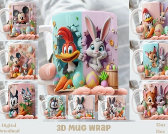 3D Effect Classic Cartoon Movies Character Mug Wrap, 11 Oz & 15 Oz Mug ...
