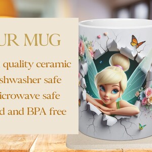 Classic Tinker Bell Mug 11oz, 3D Classic Cartoons Coffee Mug ...