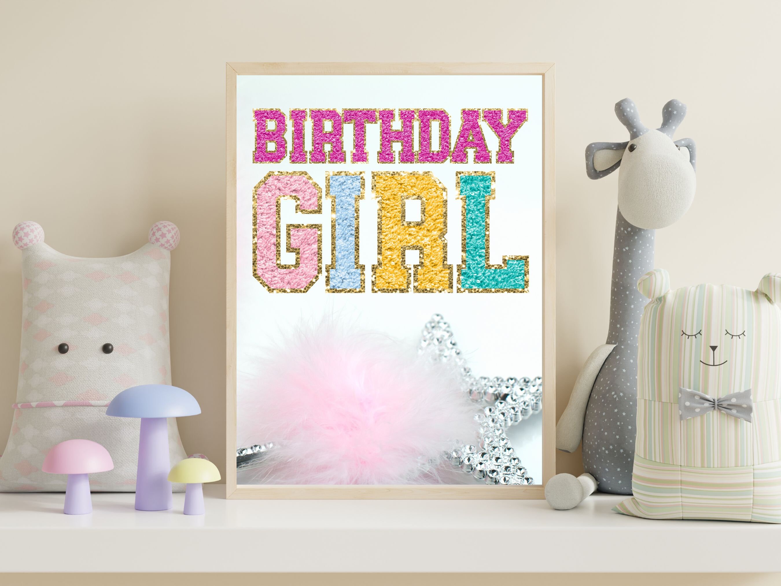 Faux Chenille Letters Birthday Girl Sublimation PNG, Birthday Girl ...