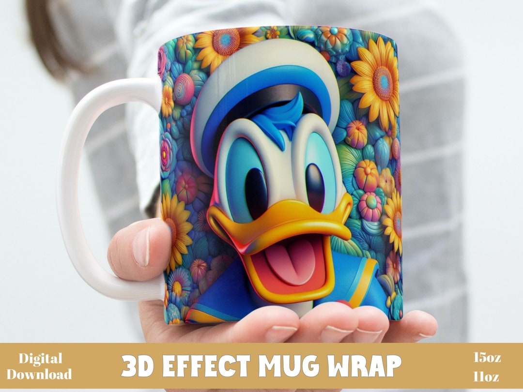 3D Effect Classic Donald Duck Mug Wrap, Donald Duck 11 Oz & 15 Oz Mug ...