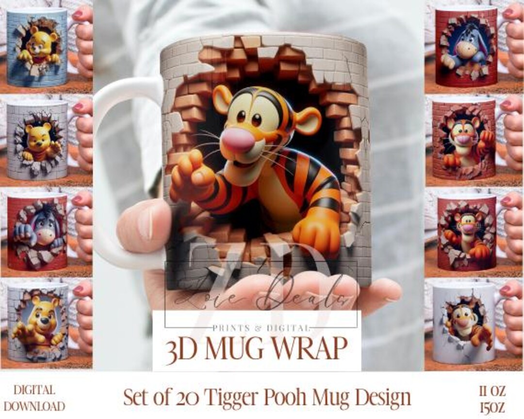 3D Cartoon Character Mug Wrap: Tigger & Pooh (digital Download) - Etsy